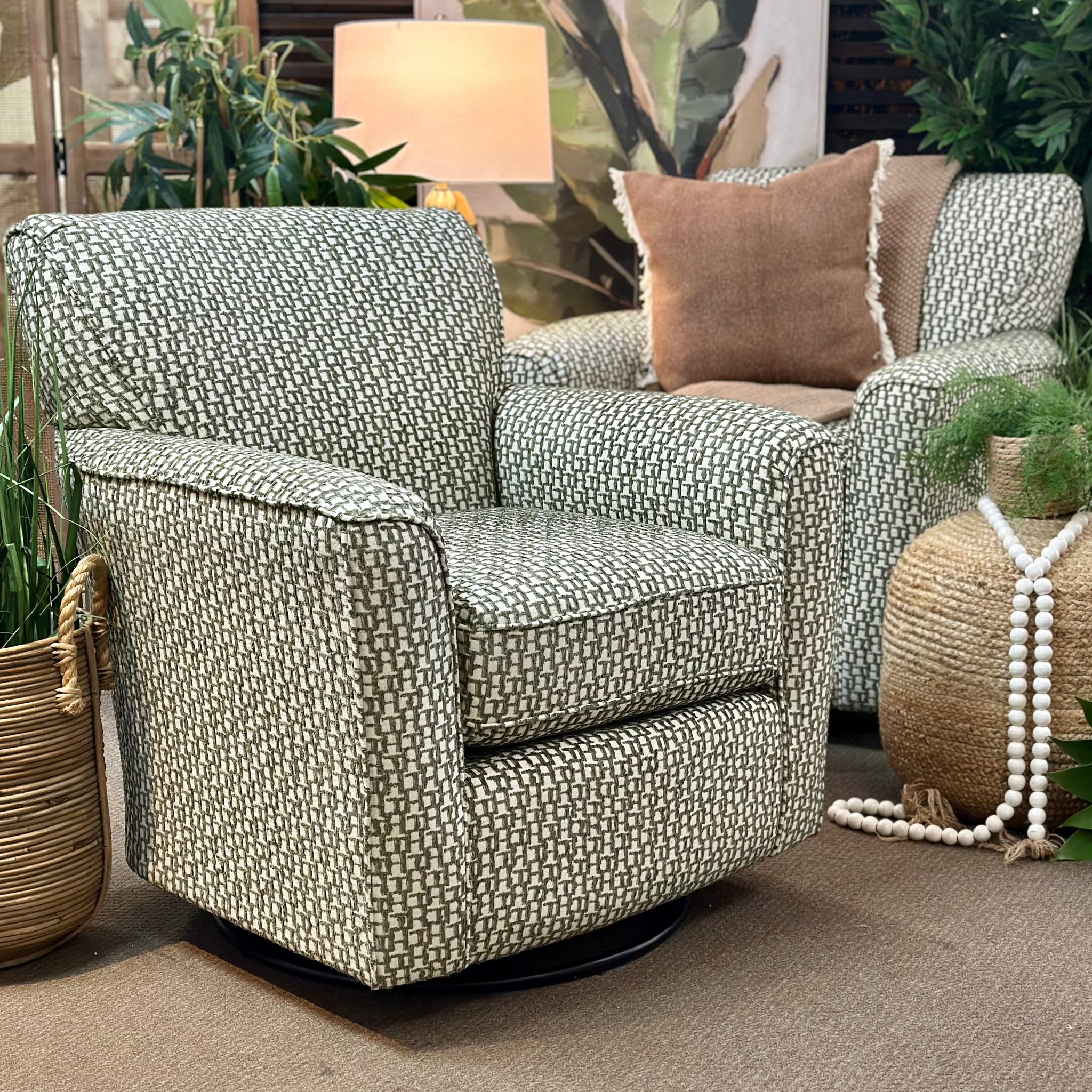 Textured Green Swivel Glider – Home Again Wilmington