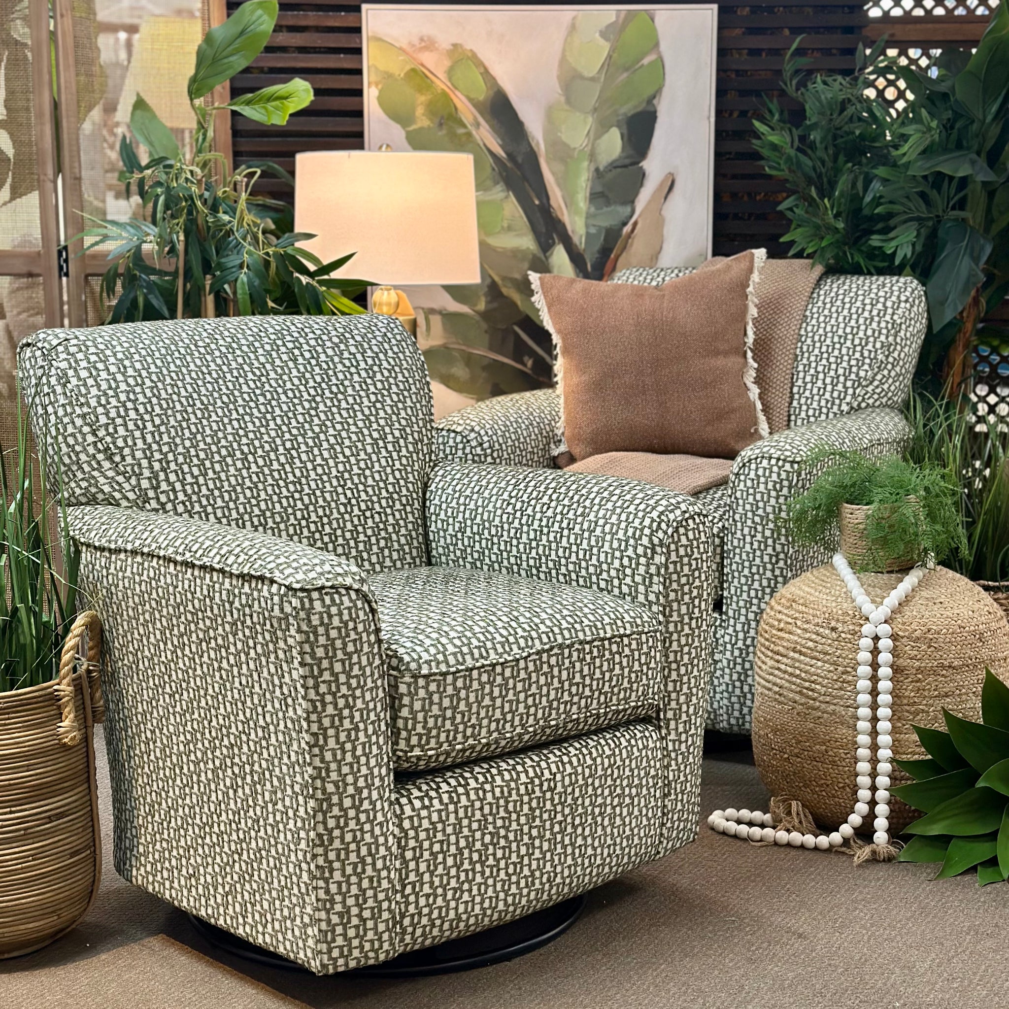 Textured Green Swivel Glider – Home Again Wilmington
