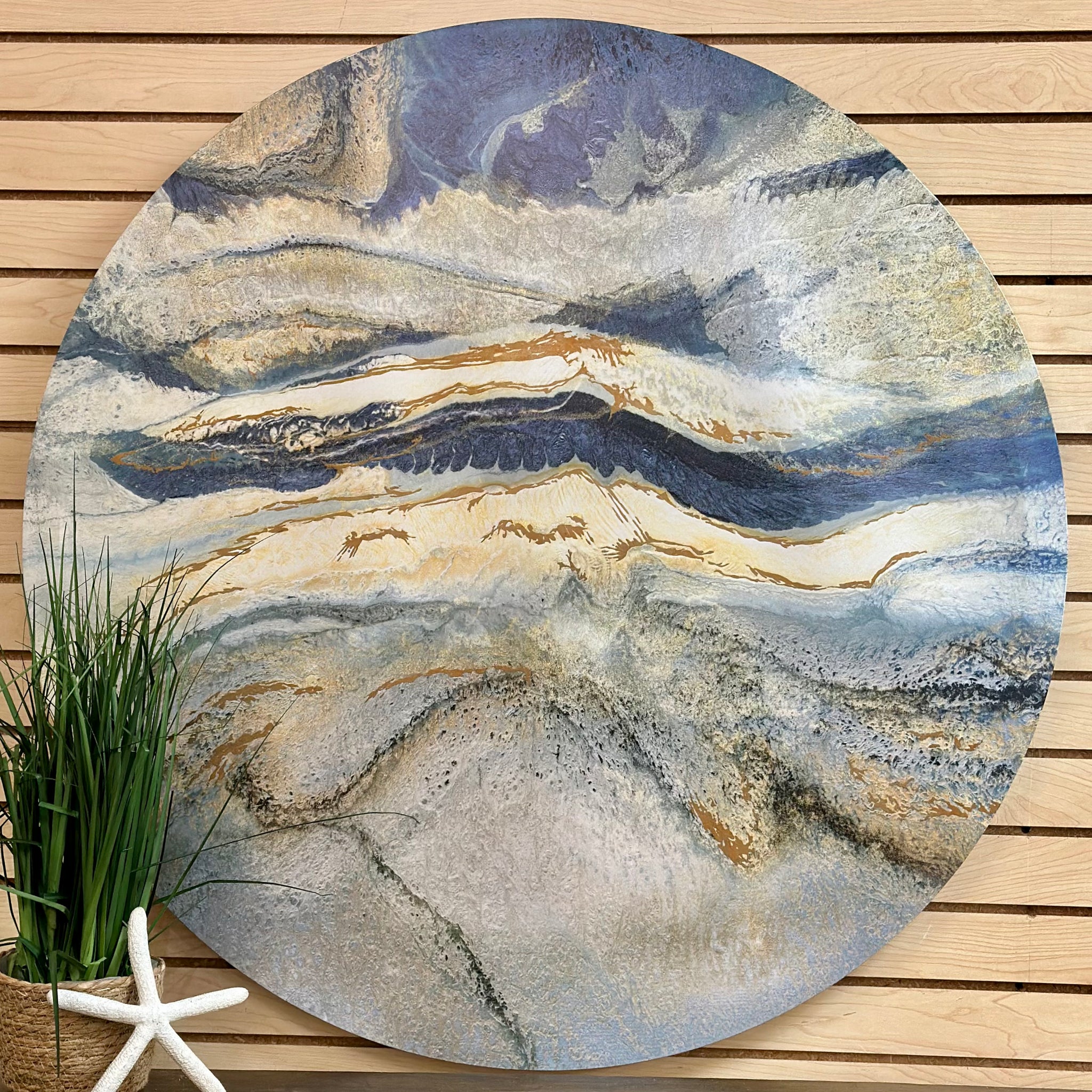 Round Blue Abstract – Home Again Wilmington