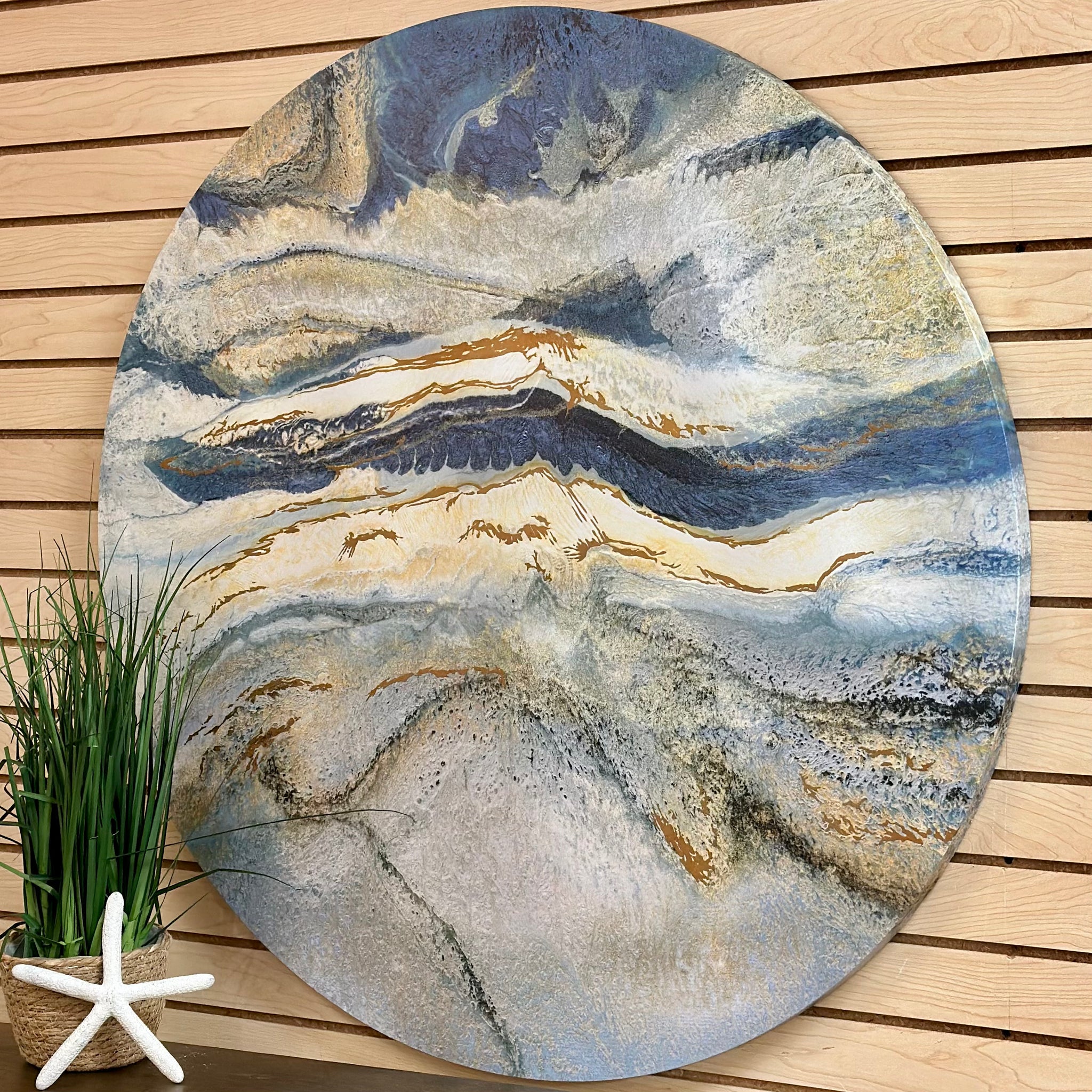 Round Blue Abstract – Home Again Wilmington